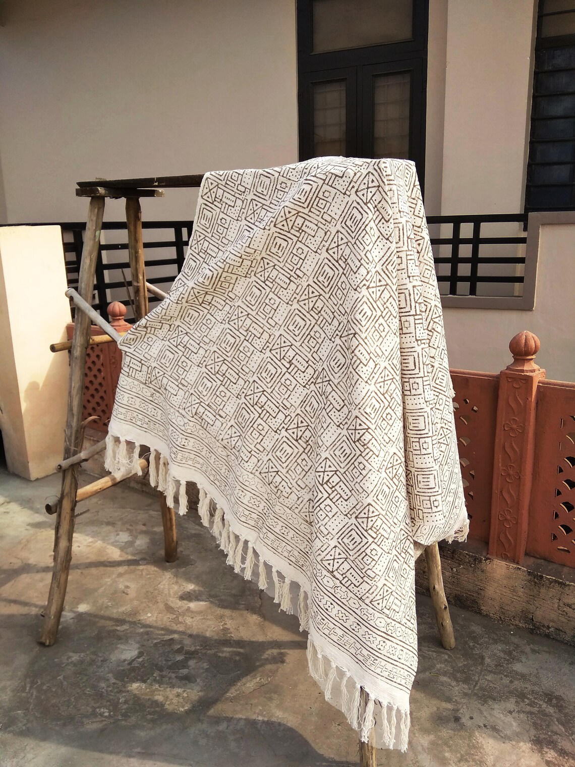 Indian Hand Block Printed Throw Blanket Boho Mud Cloth Throw With ...