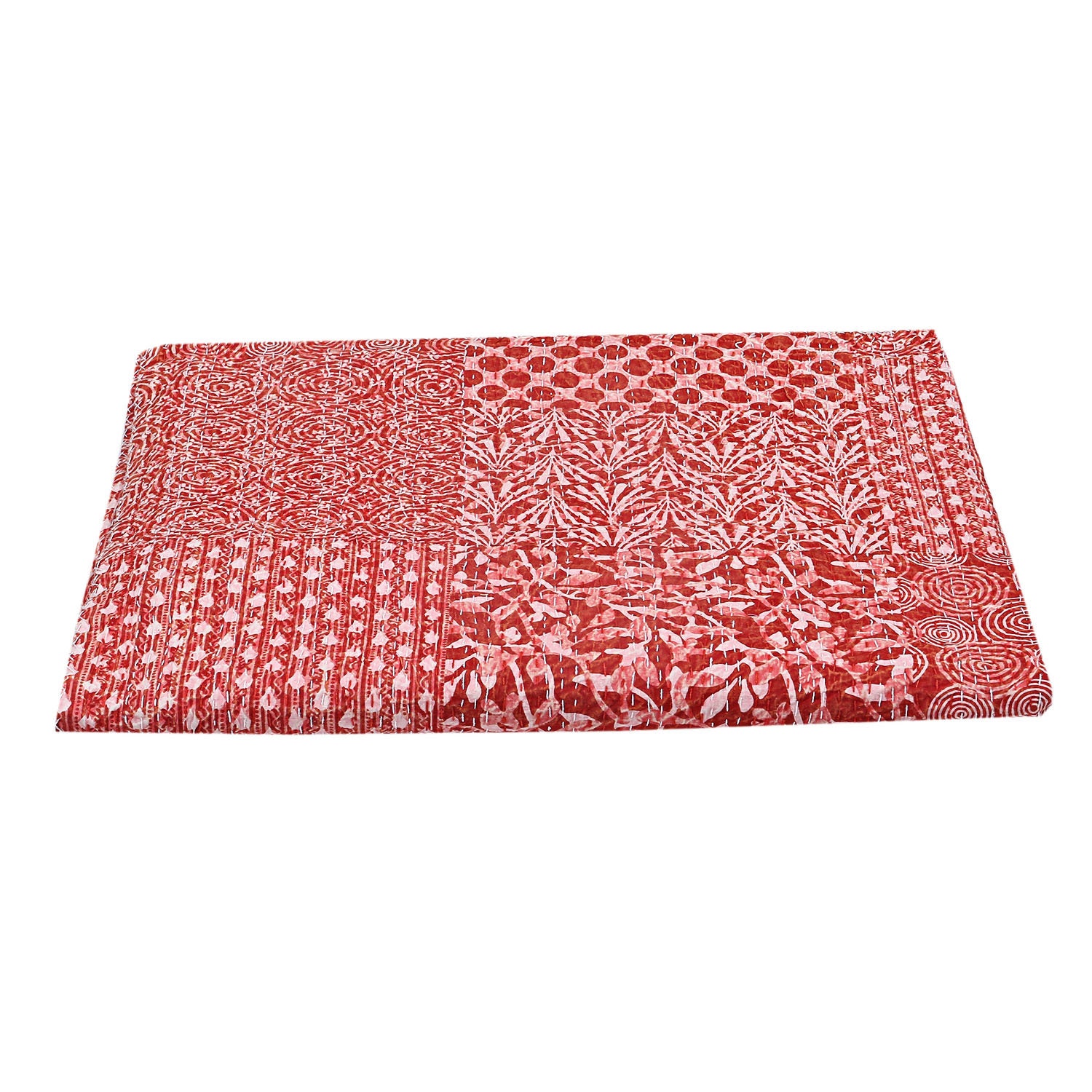 Handmade Red Colour Patchwork Indigo Cotton Kantha Quilt Hand - Etsy