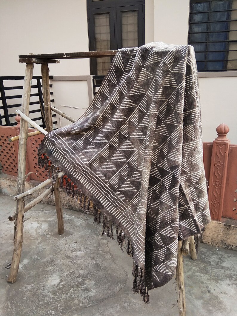 Brown Mud Throw 100% Cotton Bad Blanket Beach Cloth Fringed - Etsy