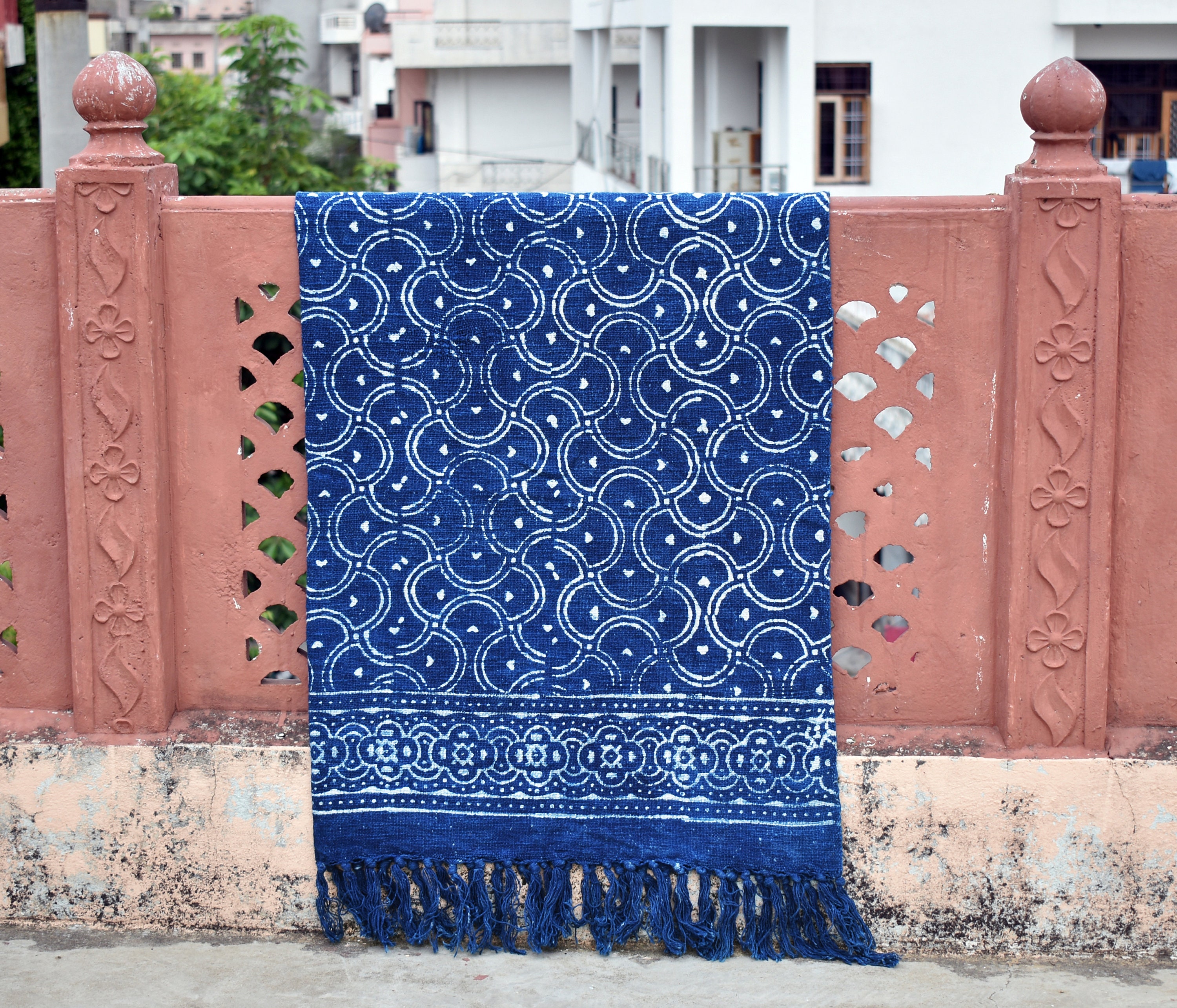 Hand Block Printed Bedding Cloth Indigo Blue 100% Cotton Bad - Etsy