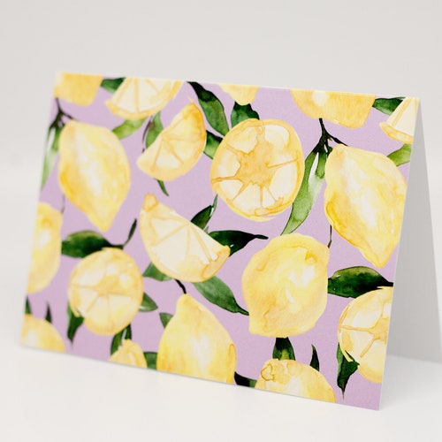 Lemons Card Set . Watercolor Lemon Note Cards . Fruit Nature. | Etsy