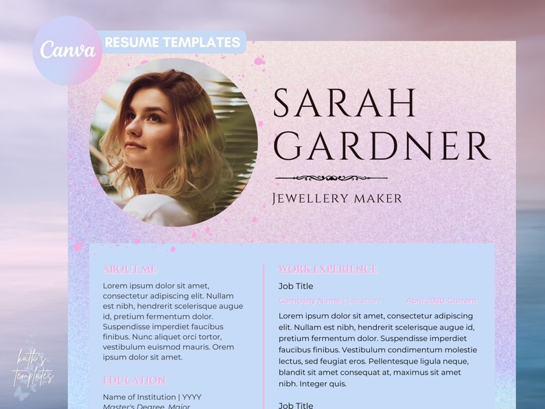 Resume Resume Template 2 Page Resume One Page Resume Sarah Gardner - Etsy