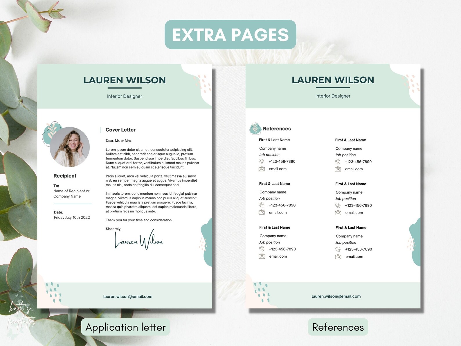 Lauren Wilson Premium | 1 Page Resume | CV Resume Template (including ...