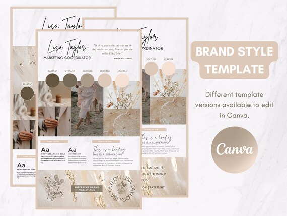 Brand Board Template Brand Sheet Brand Style Guide - Etsy