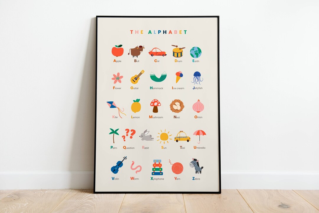 Scandi Alphabet Poster Educational Kids Room Decor Printable A3/A4/A2 ...