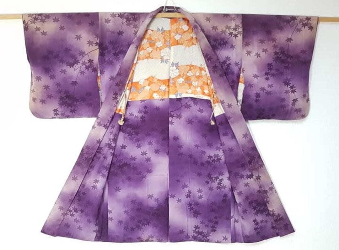 Purple Ombre Dyeing Kimono/japanese Maple & Bamboo Pattern/ Haori /1910 ...
