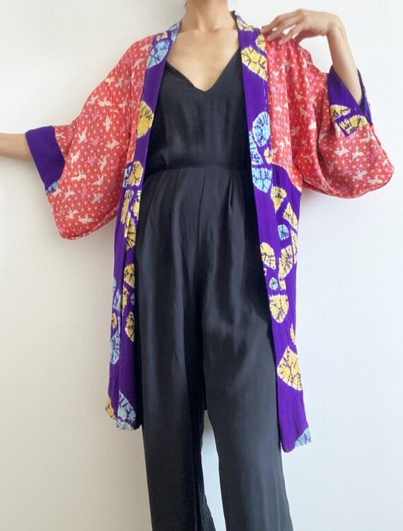 1920's purple shibori dye antique Kimono jacket with … - Gem