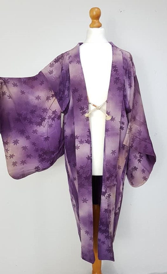 purple ombre dyeing Kimono/Japanese maple & bamboo pa… - Gem