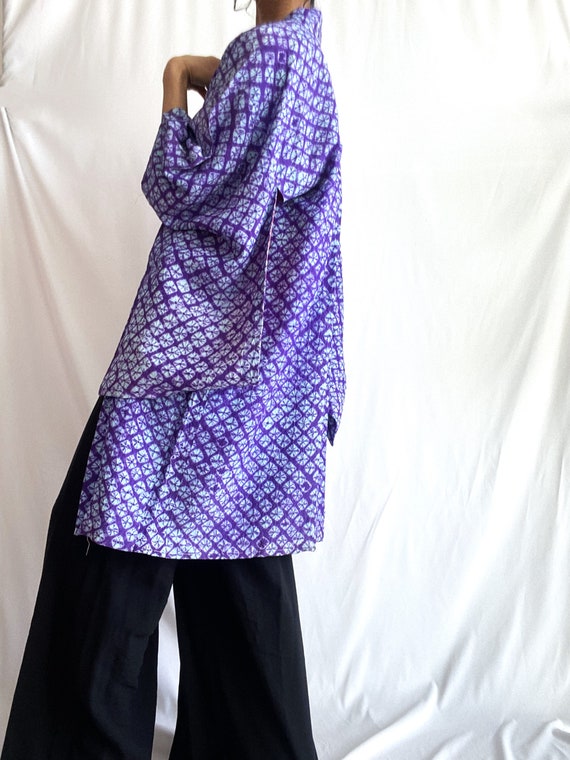 1920's blue purple shibori dye antique Kimono jacket … - Gem