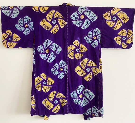 1920's purple shibori dye antique Kimono jacket with … - Gem