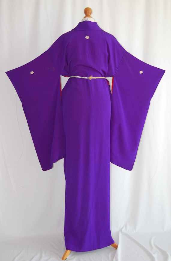 1920s antique Furisode aubergine purple gorgeous pine… - Gem