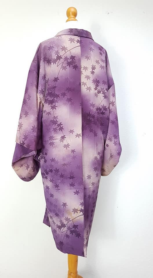 Purple Ombre Dyeing Kimono/japanese Maple & Bamboo Pattern/ - Etsy