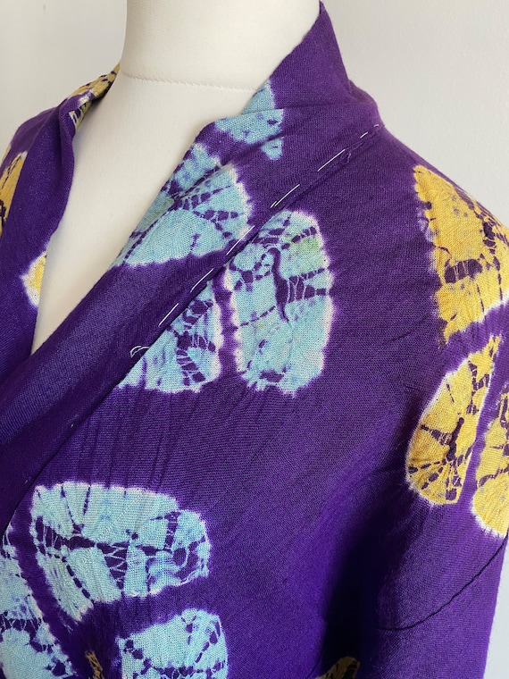 1920's purple shibori dye antique Kimono jacket with … - Gem