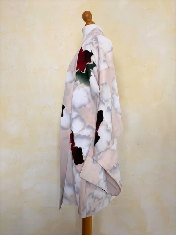 pale pink ombre dyeing Kimono/floral pattern/ Haori /… - Gem