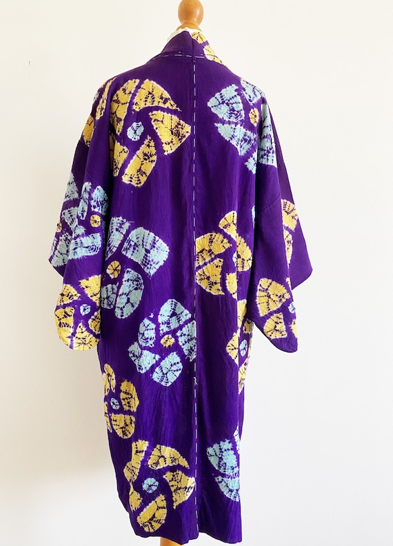 1920's purple shibori dye antique Kimono jacket with … - Gem