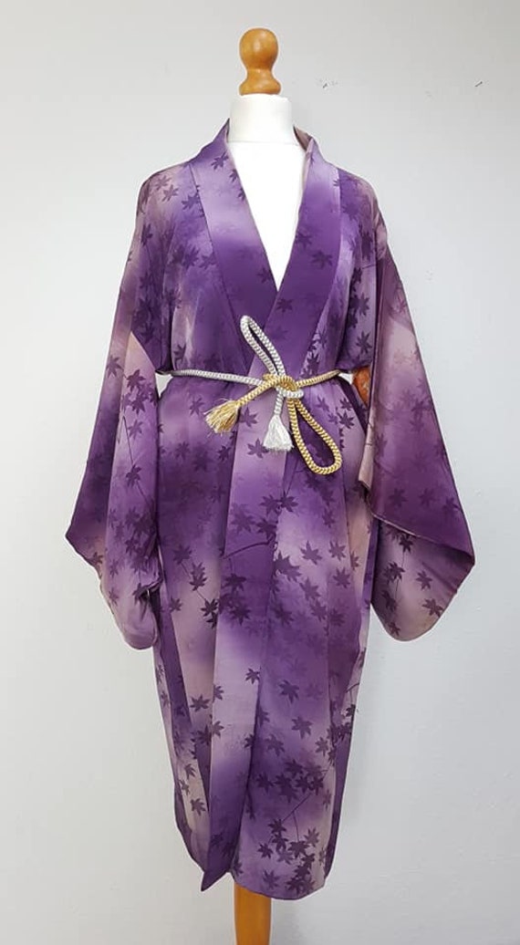 purple ombre dyeing Kimono/Japanese maple & bamboo pa… - Gem