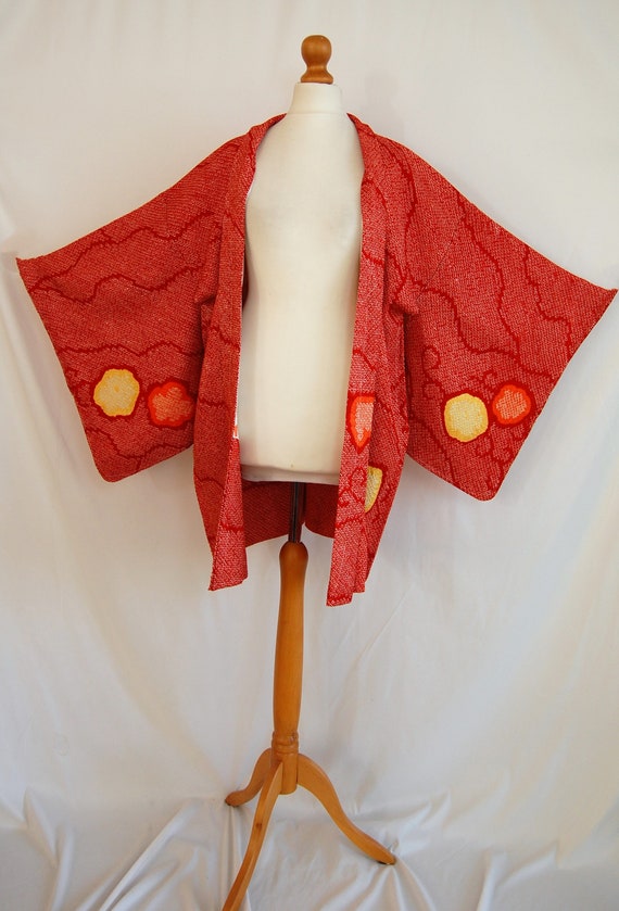 1960's Japanese vintage HAORI / red plum blossom Shib… - Gem