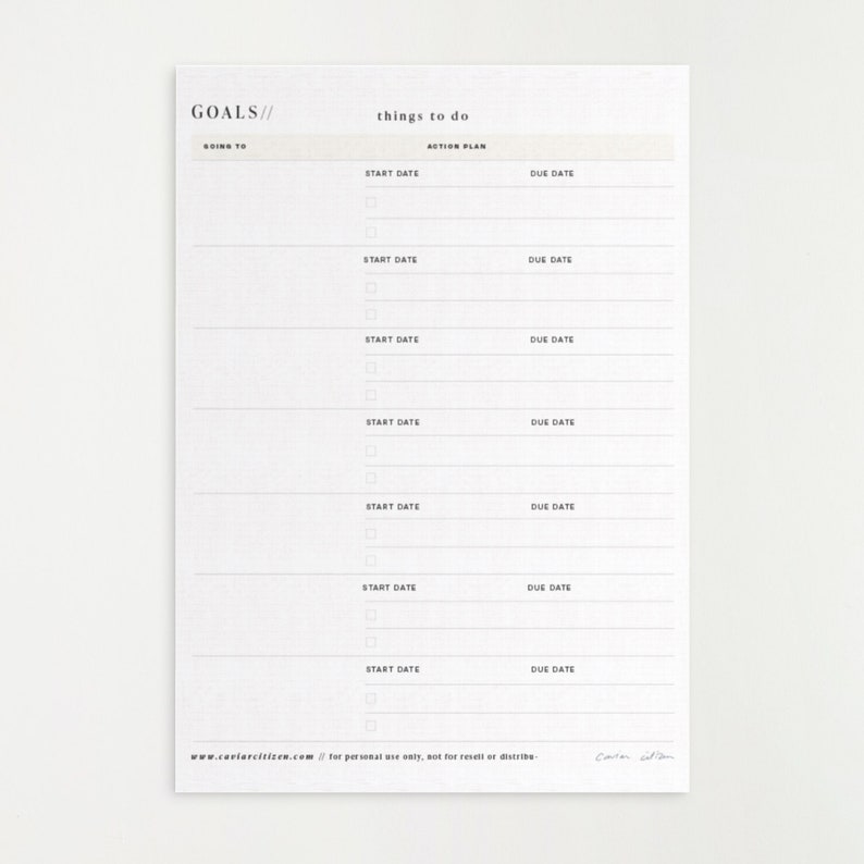 One Page Goal Planner Printable, Daily to Do List, Instant Download ...