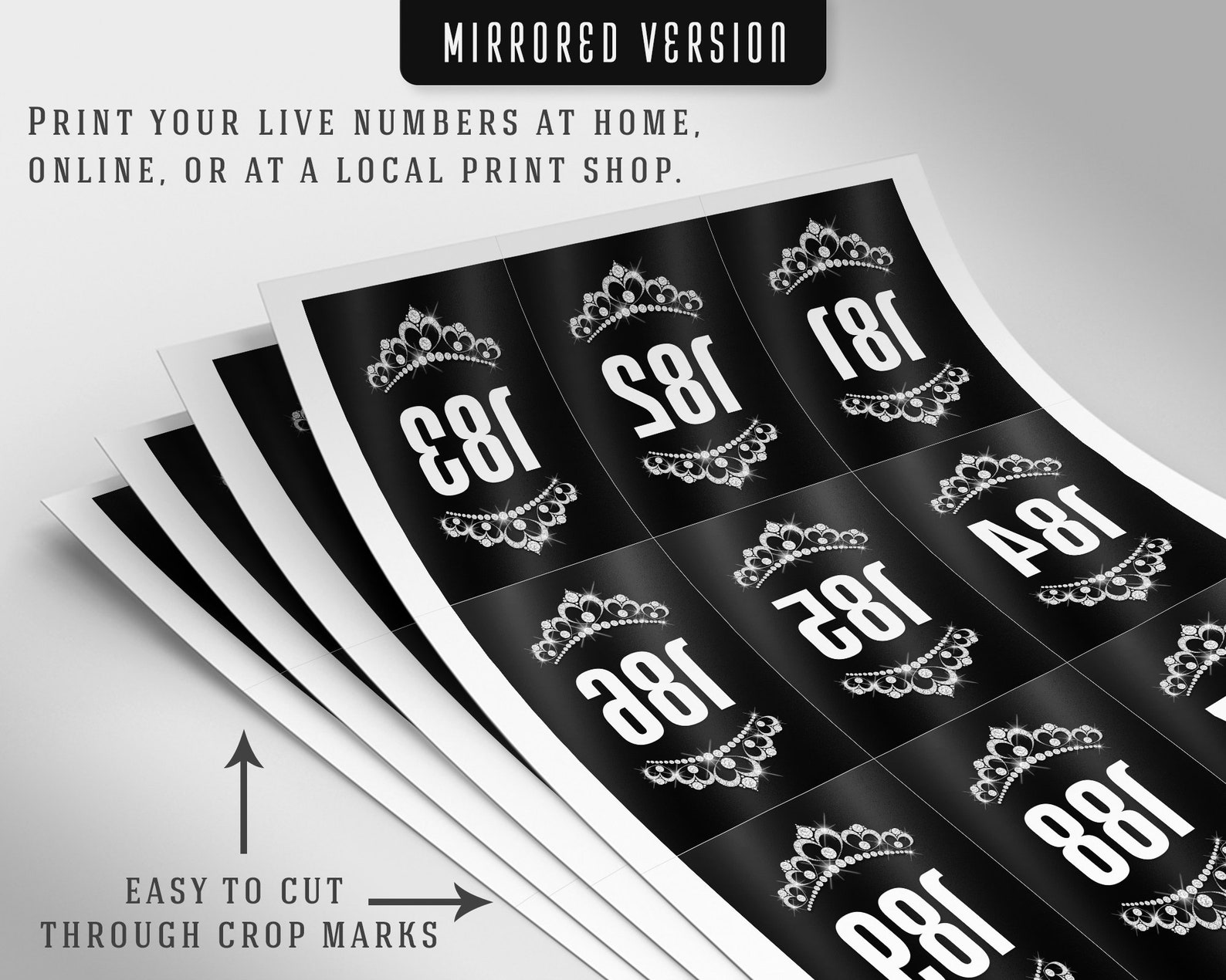 Facebook Live Numbers 1-1000, Mirrored Printable Cards (digital ...