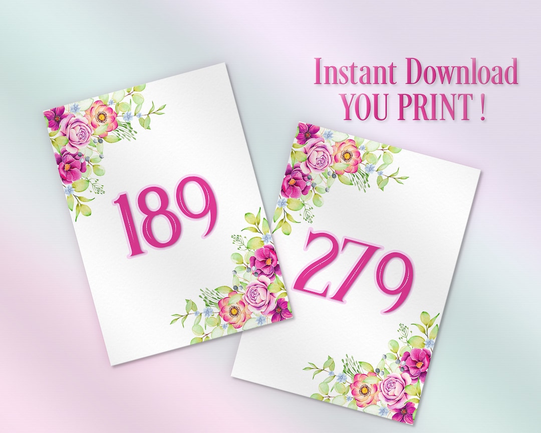 Floral Facebook Live Numbers 1-500, Printable Cards (digital Download ...