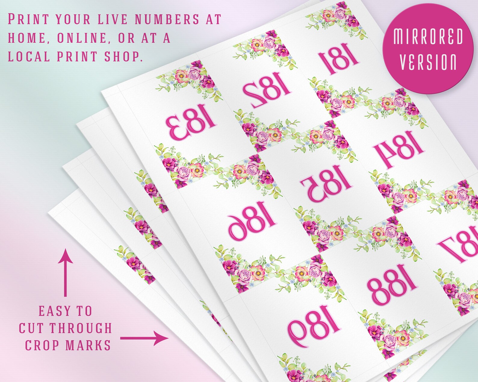 Floral Facebook Live Sale Numbers, Printable Cards, Normal + Mirrored ...