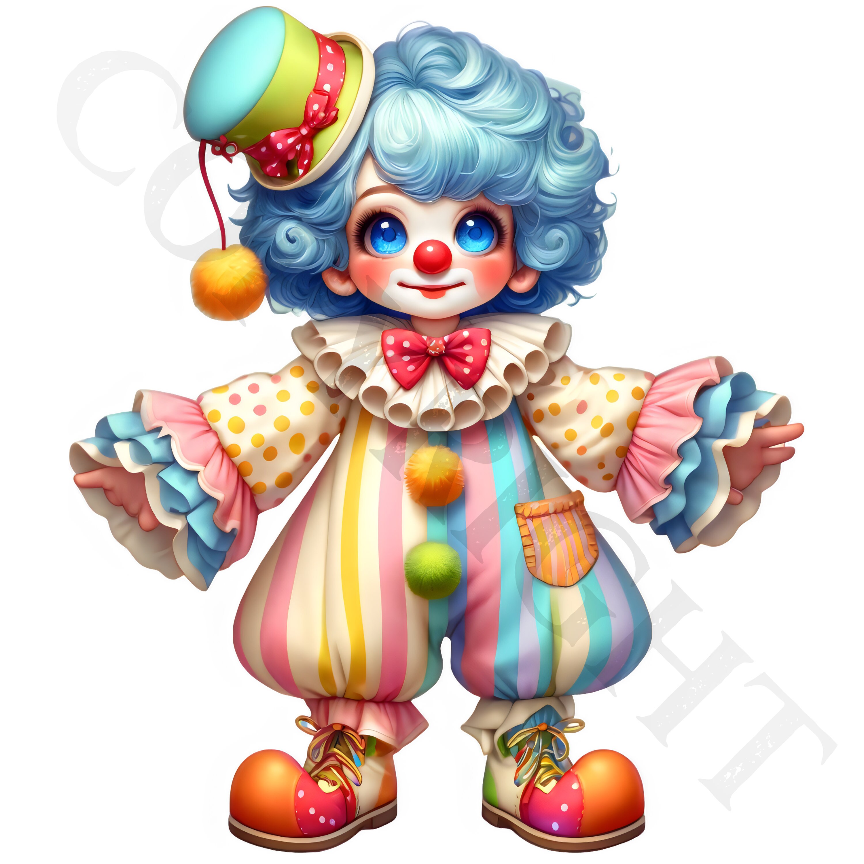 Cute Clown Clipart | 10 Transparent PNG Images | Circus Art | Children ...