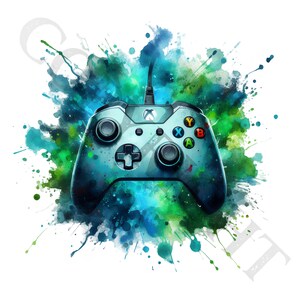 Watercolor Xbox Controller Clipart | Gaming PNG Graphics (digital ...