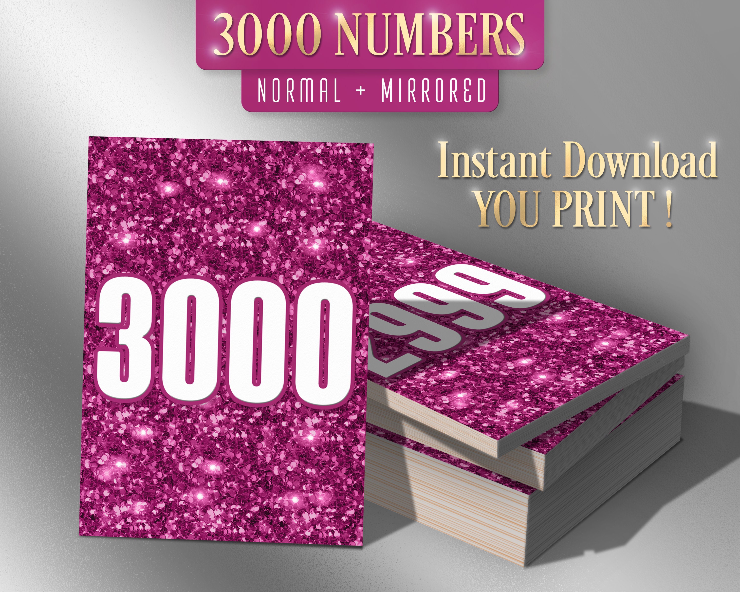 3000 Printable Facebook Live Numbers, Facebook Live Number Cards, Sale ...