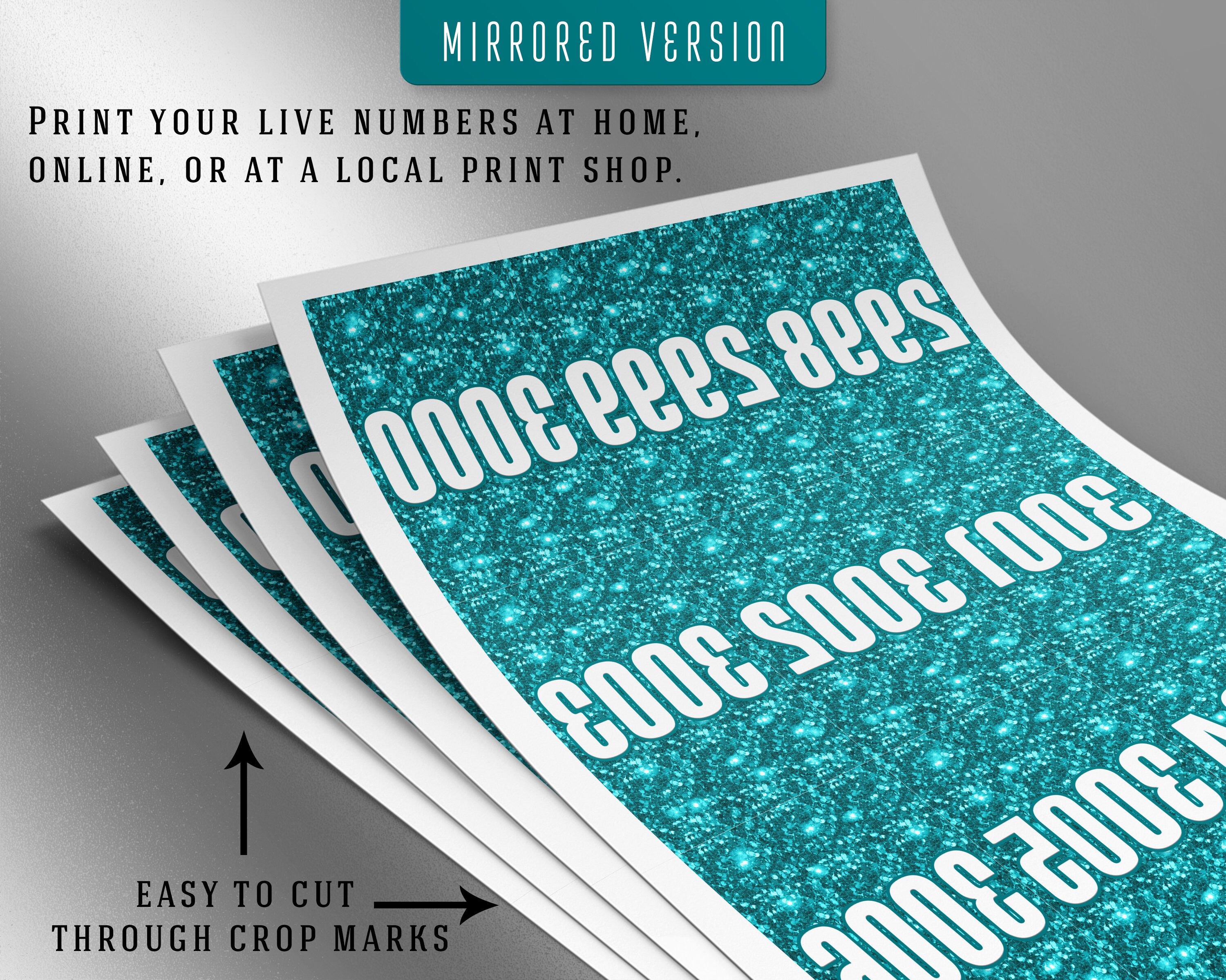 3000 Printable Facebook Live Numbers, Turquoise Glitter (digital ...