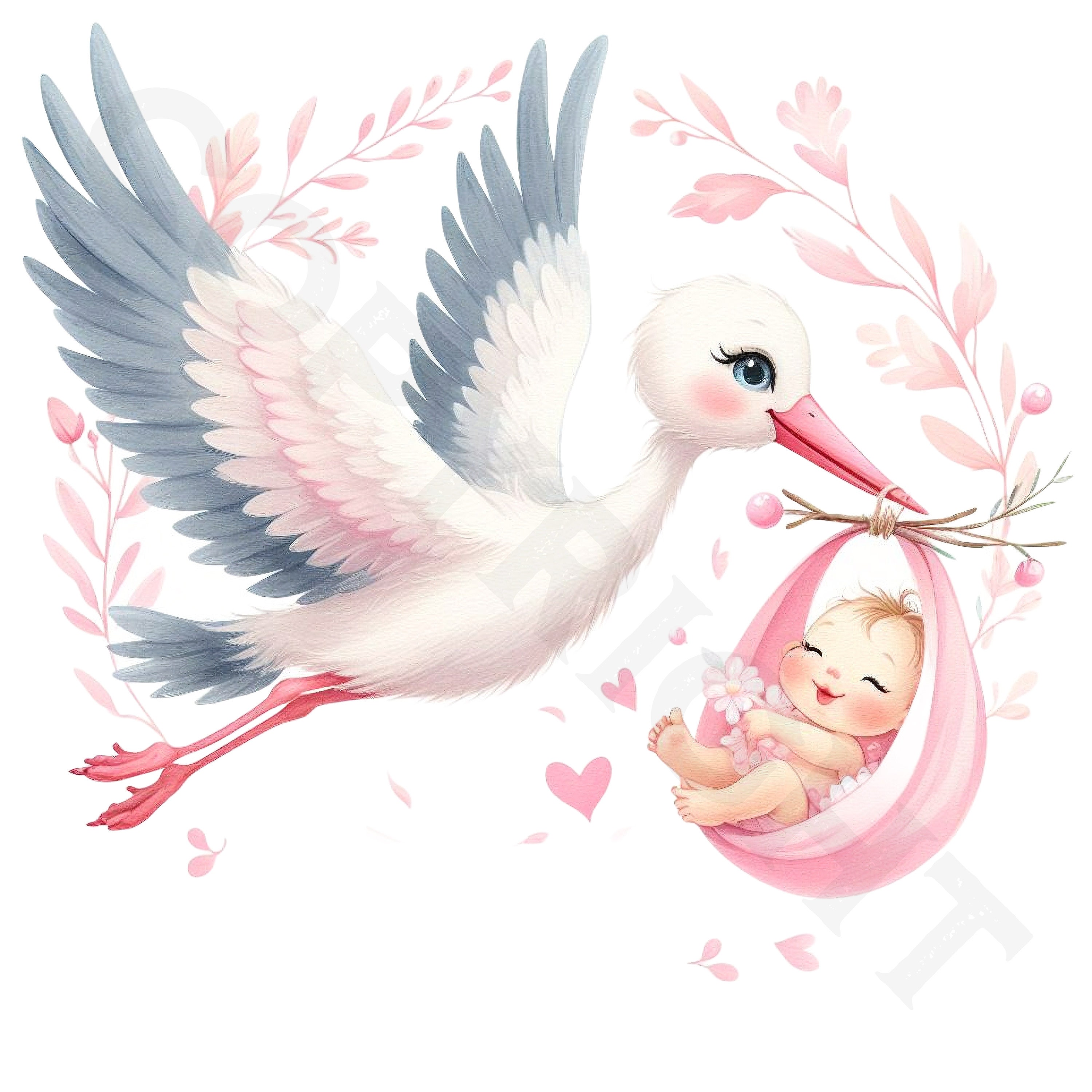 Stork Baby Girl Clipart 10 High-quality Transparent PNG Images Baby ...