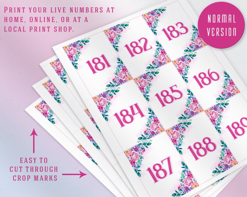 Floral Facebook Live Sale Numbers, Printable Cards, Normal Mirrored ...
