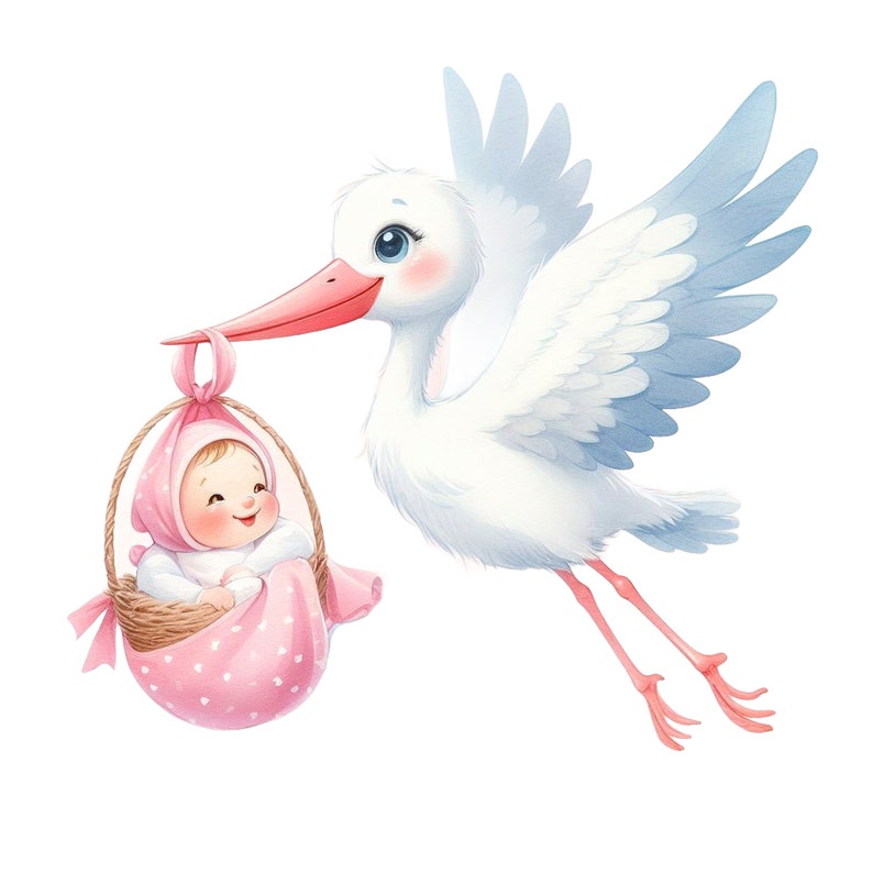 Stork Baby Girl Clipart 10 High-quality PNG Images Baby Girl Arrival ...