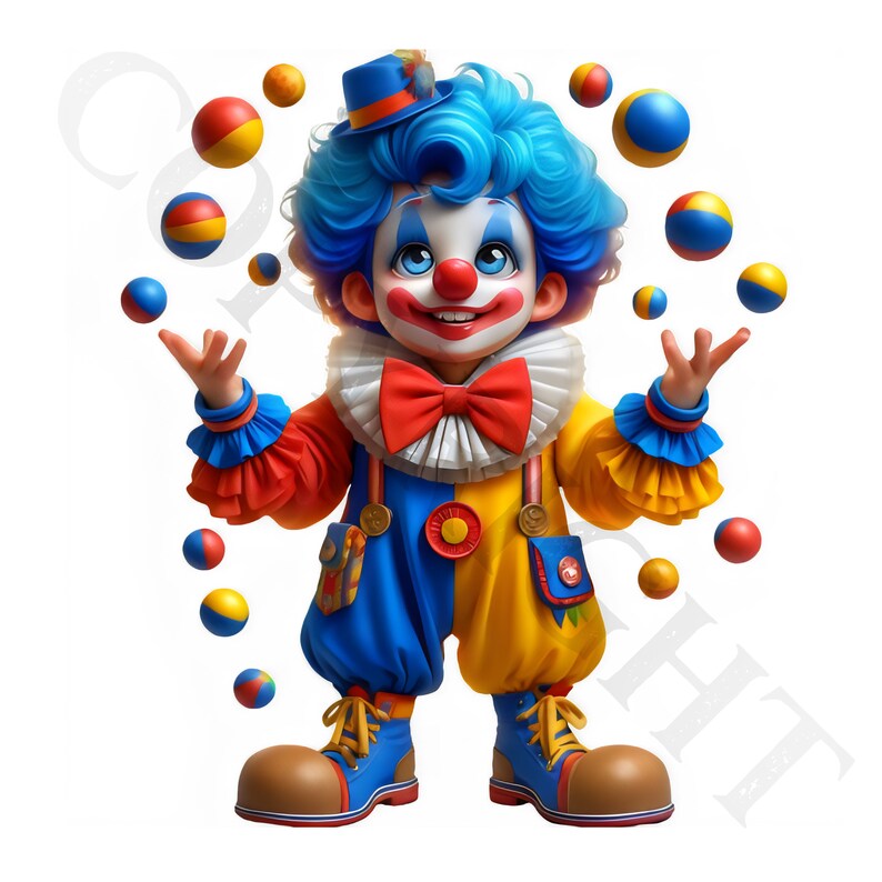 Cute Circus Clown Clipart | Transparent PNG Images (commercial Use) - Etsy