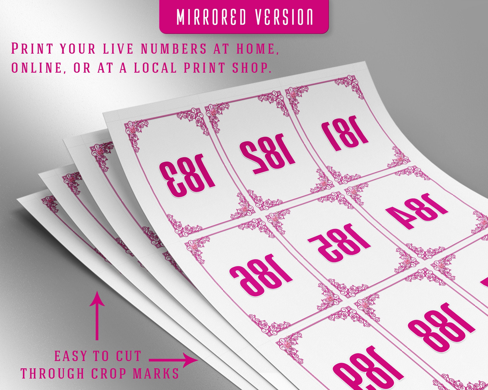 Facebook Live Sale Numbers 1-1000, Mirrored, White & Pink (PDF) - Etsy