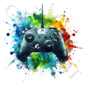 Watercolor Xbox Controller Clipart | Gaming PNG Graphics (digital ...