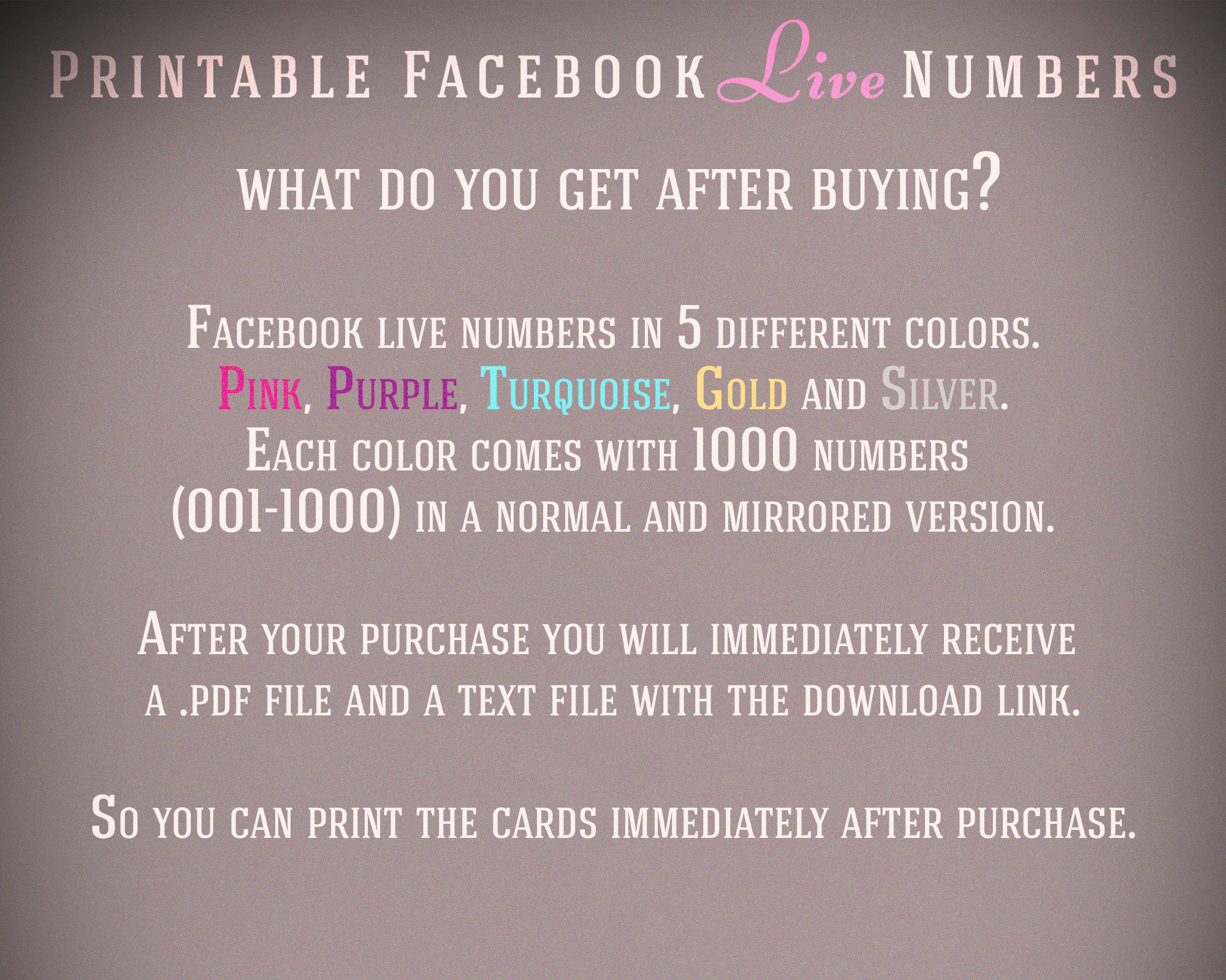 Facebook Live Numbers Live Number Tags Printable Live Tags | Etsy