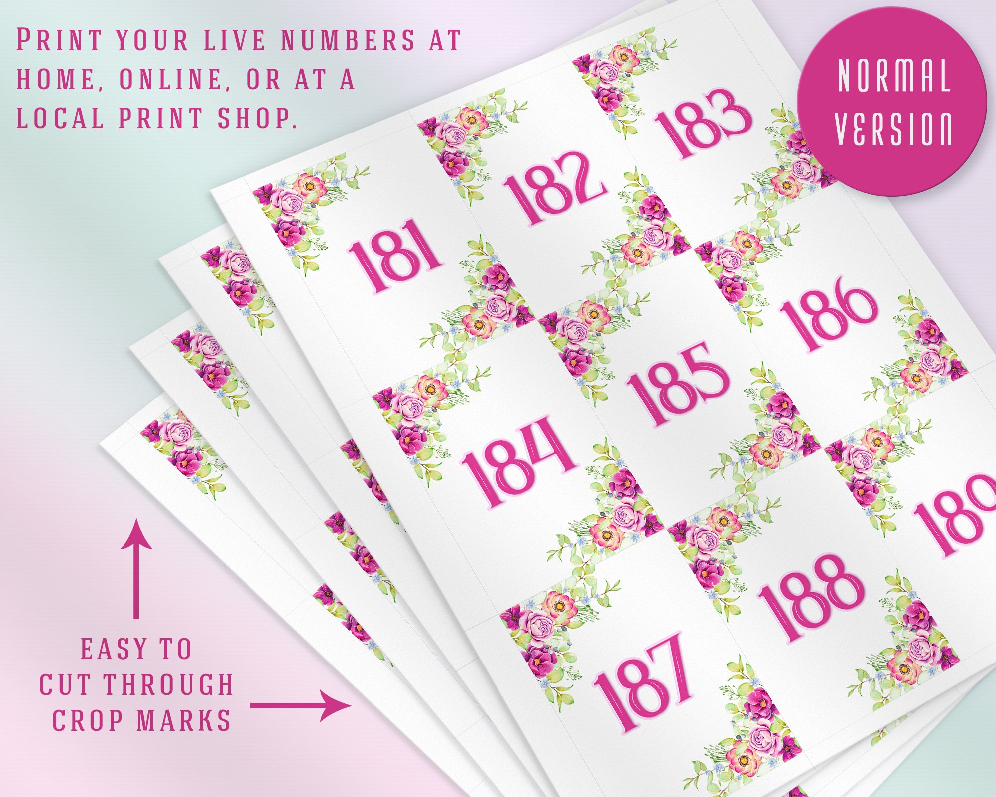 Floral Facebook Live Sale Numbers, Printable Cards, Normal + Mirrored ...