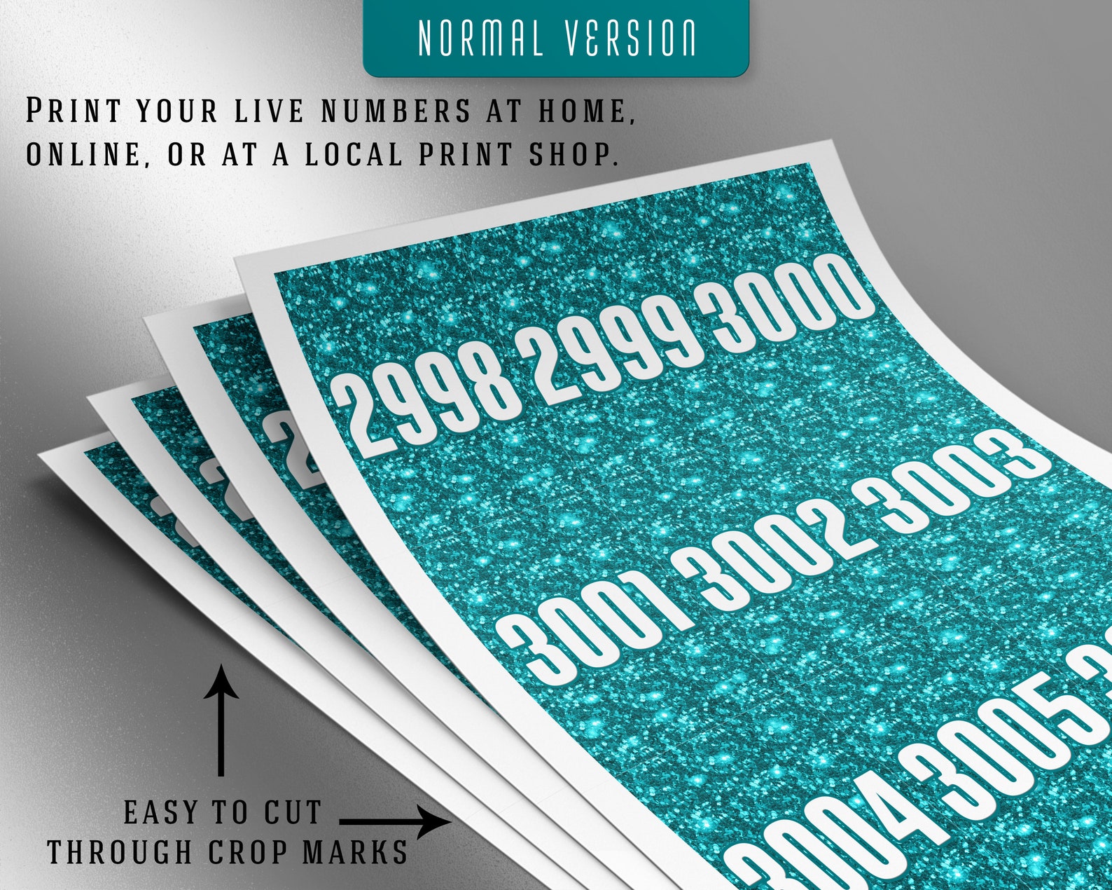 3000 Printable Facebook Live Numbers, Turquoise Glitter (digital ...