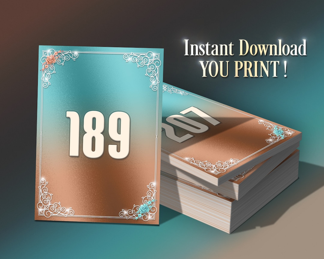 Turquoise Copper Number Cards 1-300, Mirrored, (PDF) - Etsy