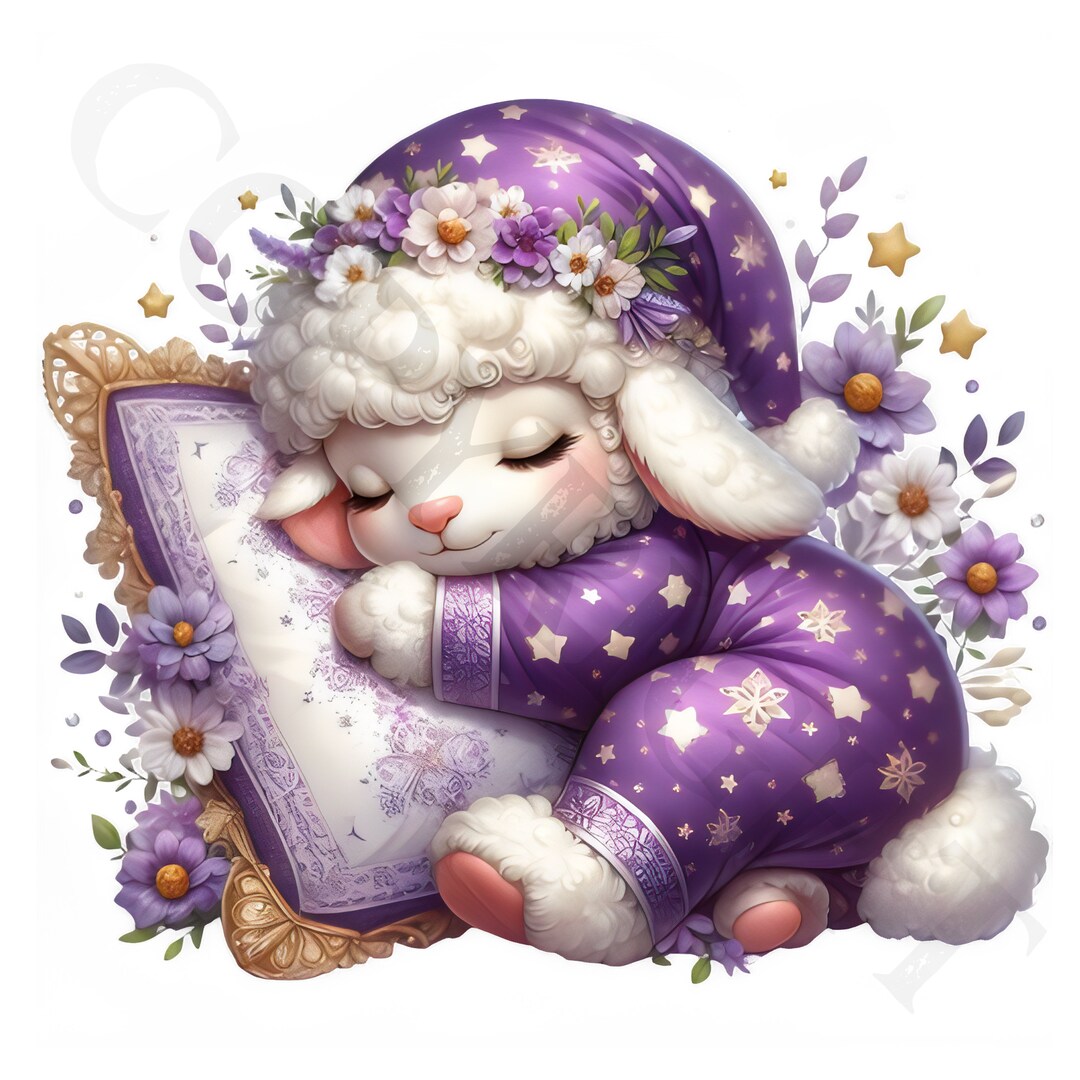 Sleeping Lamb Clipart | Cute Lamb in Pajamas PNG (digital Download) - Etsy