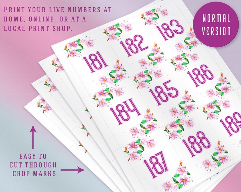 Floral Facebook Live Numbers 1-500 (printable Cards) (digital Download ...