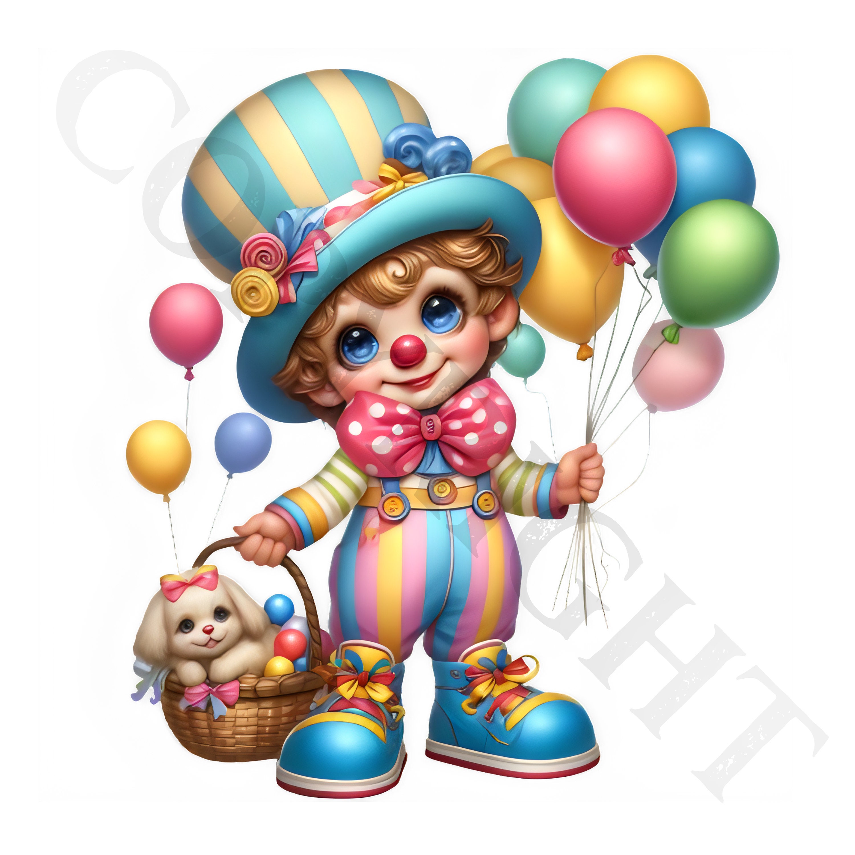 Cute Clown Clipart | 10 Transparent PNG Images | Circus Art | Children ...