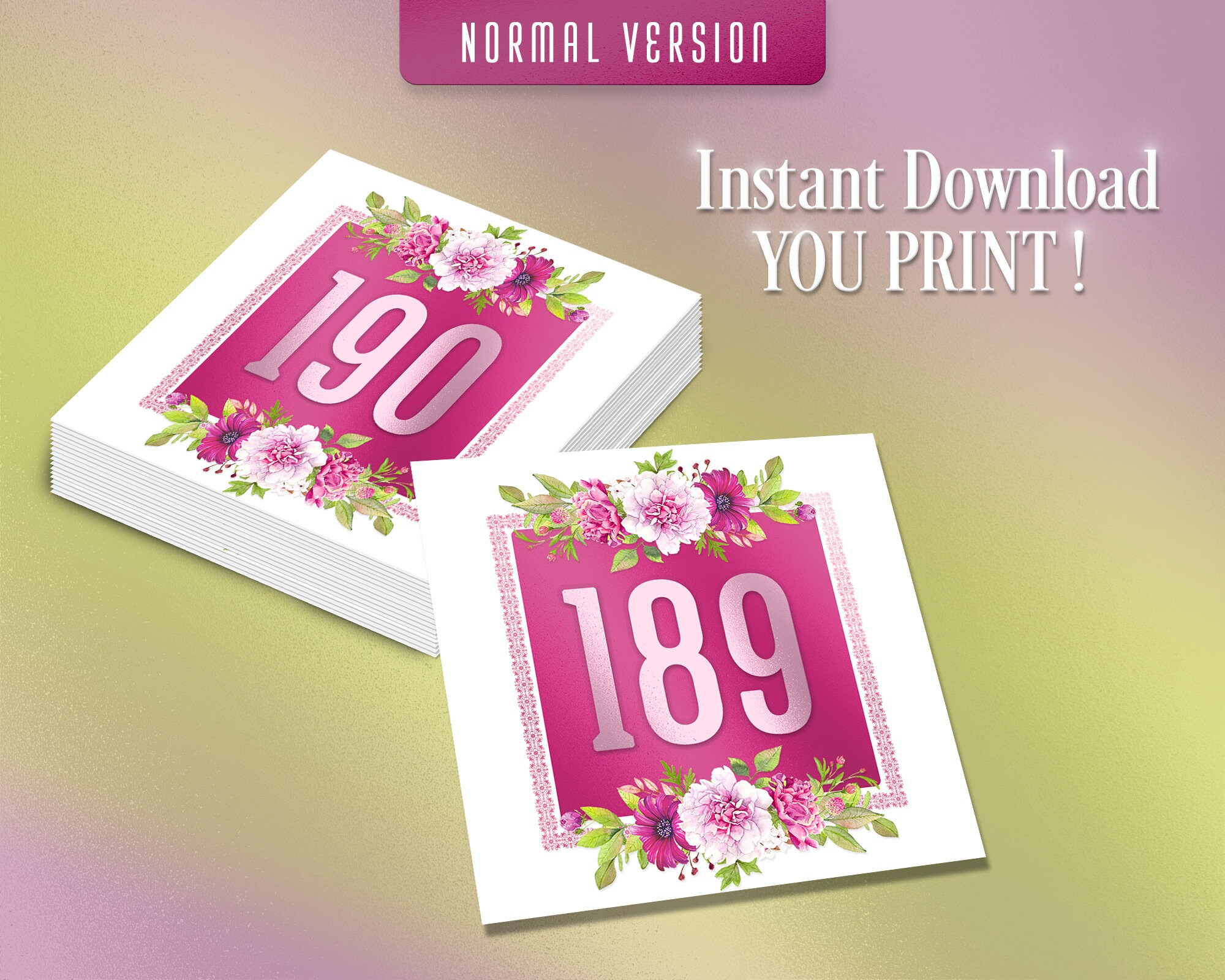 Floral Live Number Tags, Pink, 1-1000 (digital Download)) - Etsy