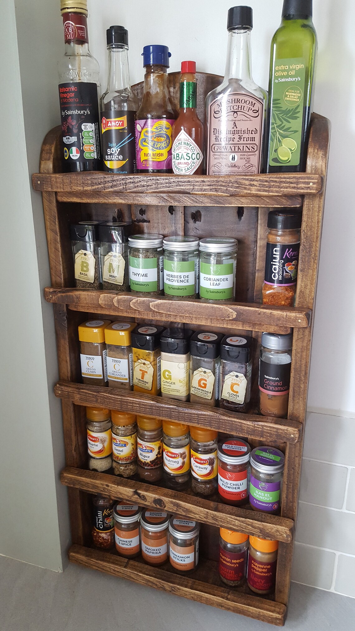 Handmade Rustic Wooden Spice Rack Wall Mountable On Request | Etsy