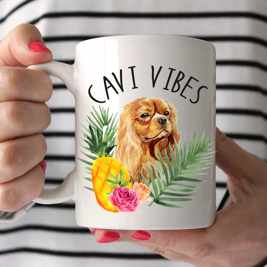 Ruby Cavalier Tropical Coffee Mug 11oz, Cavi Vibes Cavalier King ...