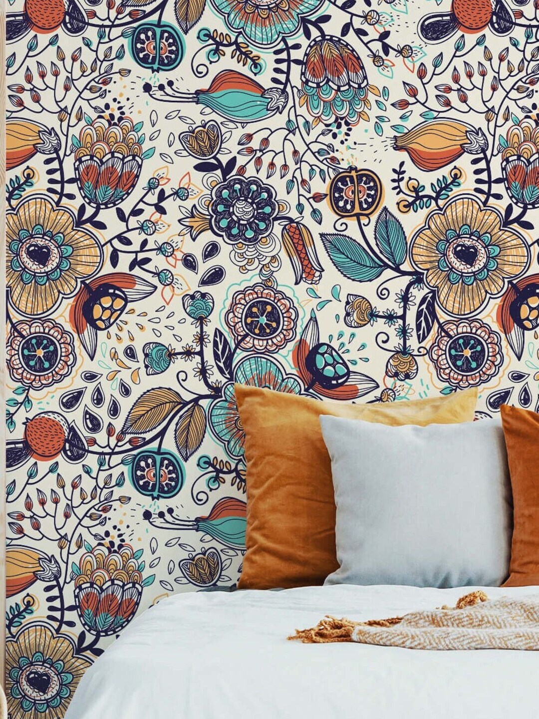 Indian Design Wallpaper, Paisley Peel and Stick Wallpaper, Vintage ...