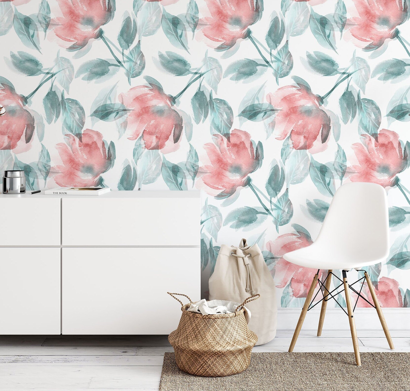 Pink Roses Mural Vinyl Wallpaper Aesthetic Vintage Wall - Etsy