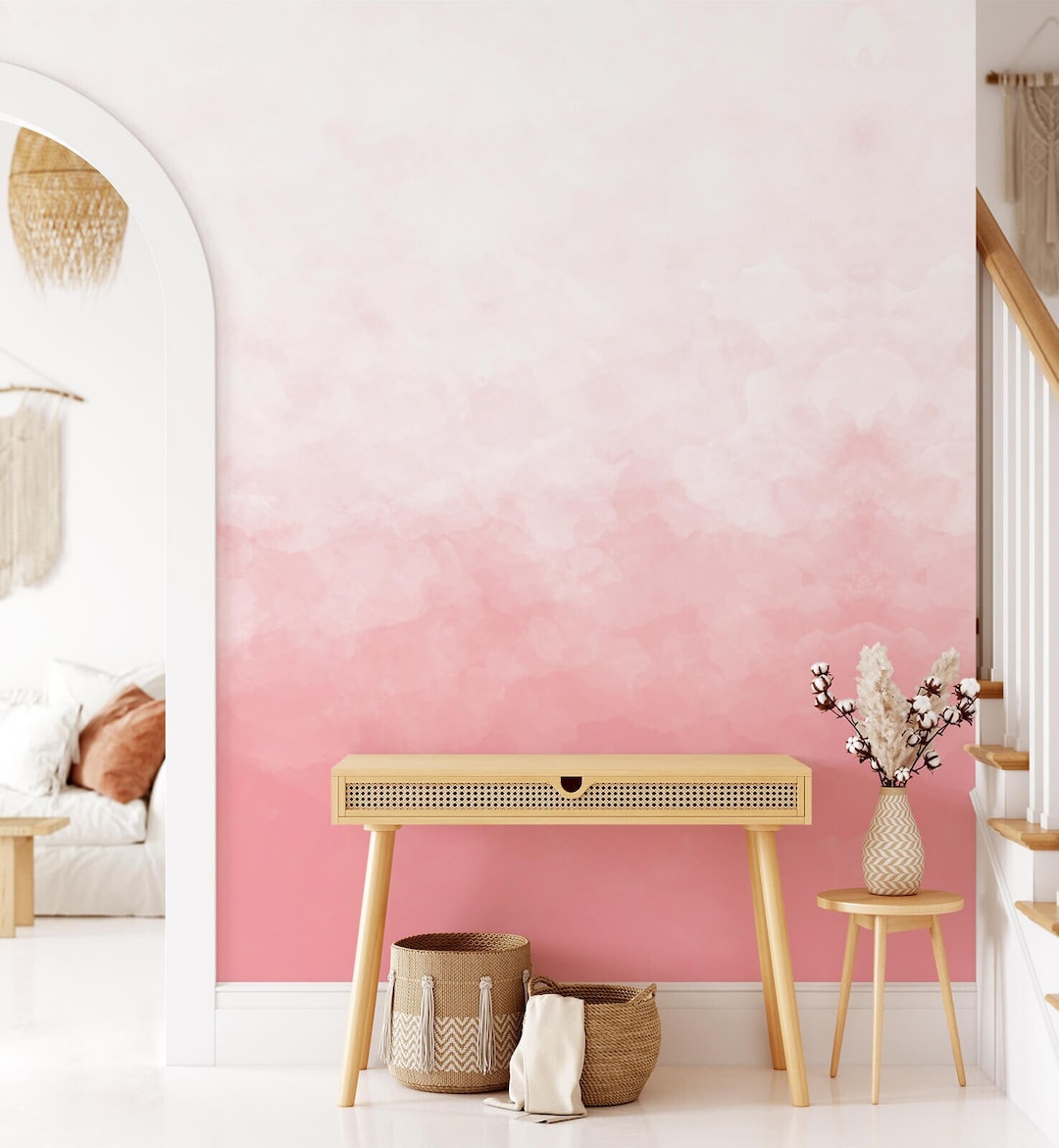 Pink Ombre Wallpaper, Light Pink Removable Wallpaper, Peel and Stick ...