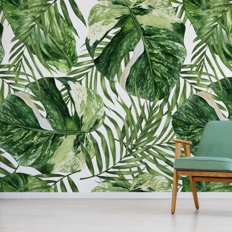 Green Leaf Wallpaper - Etsy