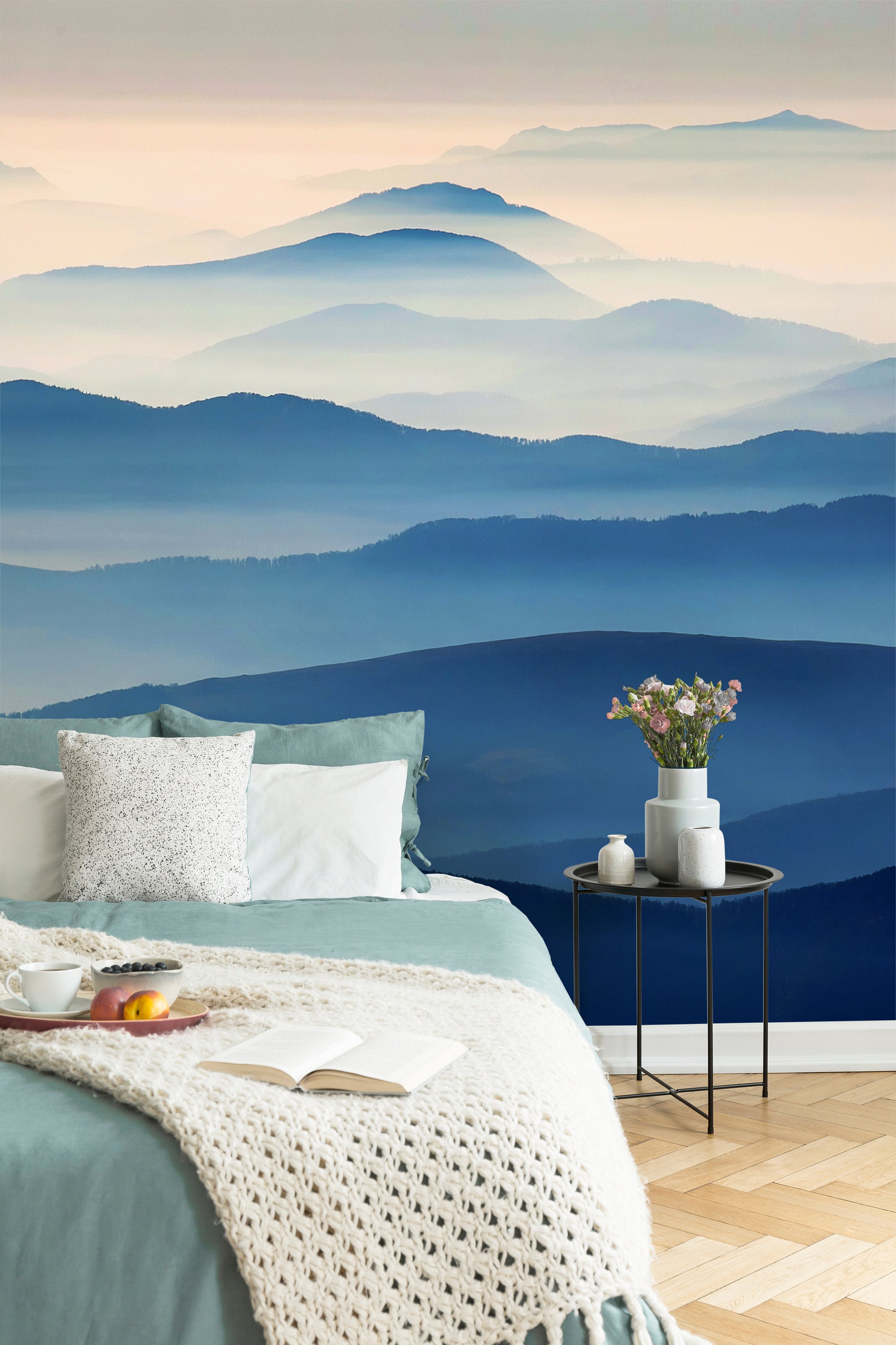 Mountains Landscape Wall Mural 3D Mountain Mural Peel and - Etsy France